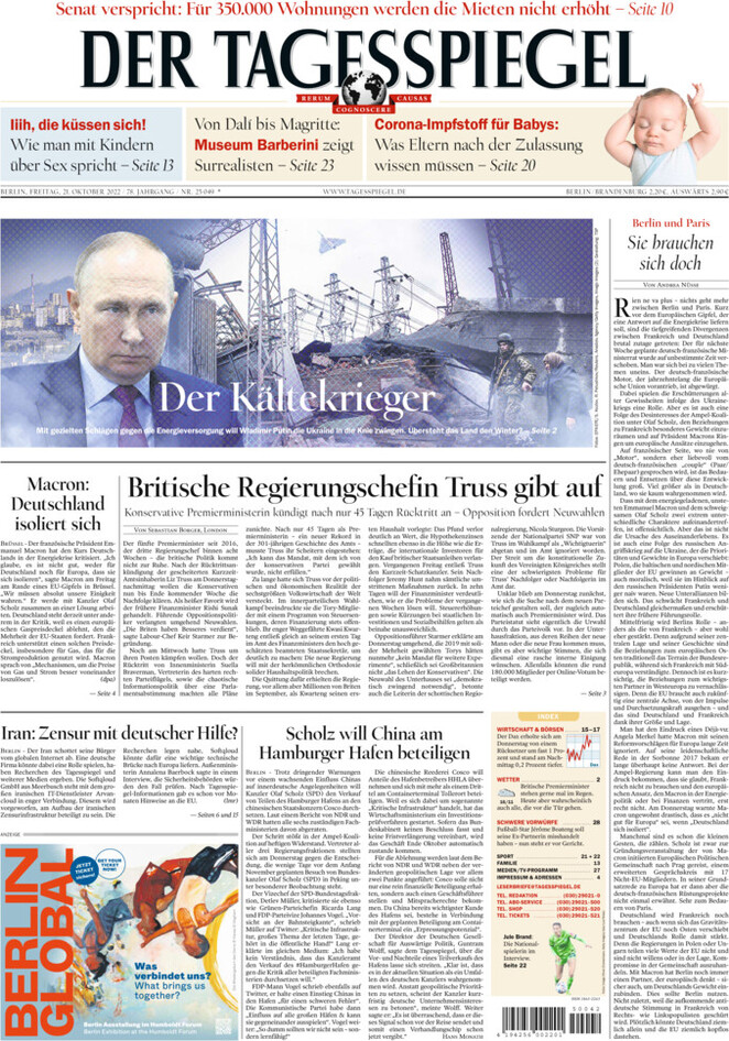 Der Tagesspiegel - Today's Front Page | FrontPages.com Der Tagesspiegel - Today's Front Page | FrontPages.com