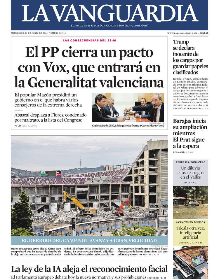 La Vanguardia - Today's Front Page | FrontPages.com