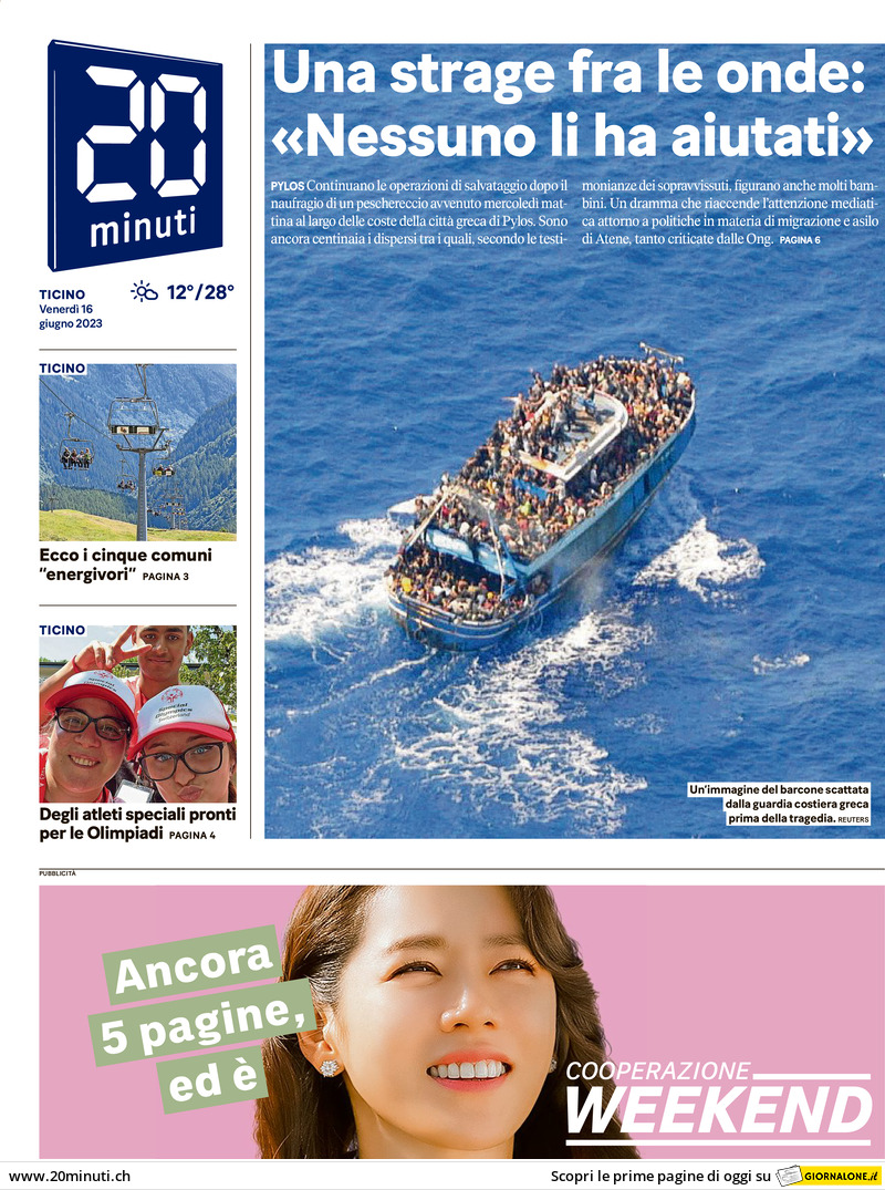 20 Minuti Today s Front Page FrontPages