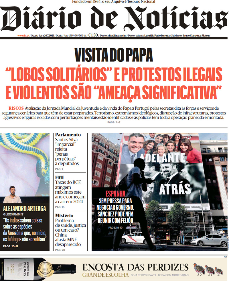 Diário de Notícias - Today's Front Page | FrontPages.com