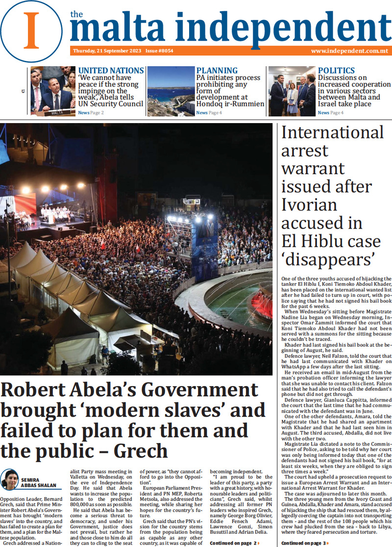 The Malta Independent - Today's Cover | Front Pages