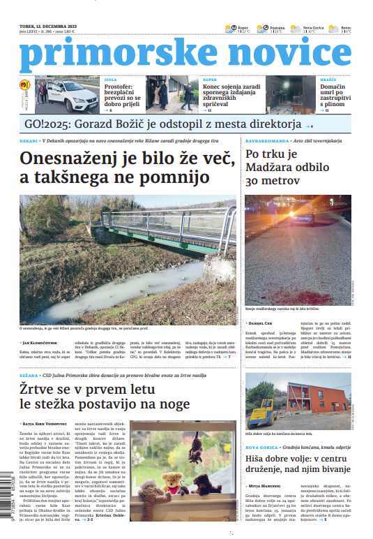Primorske Novice - Today's Cover | Front Pages