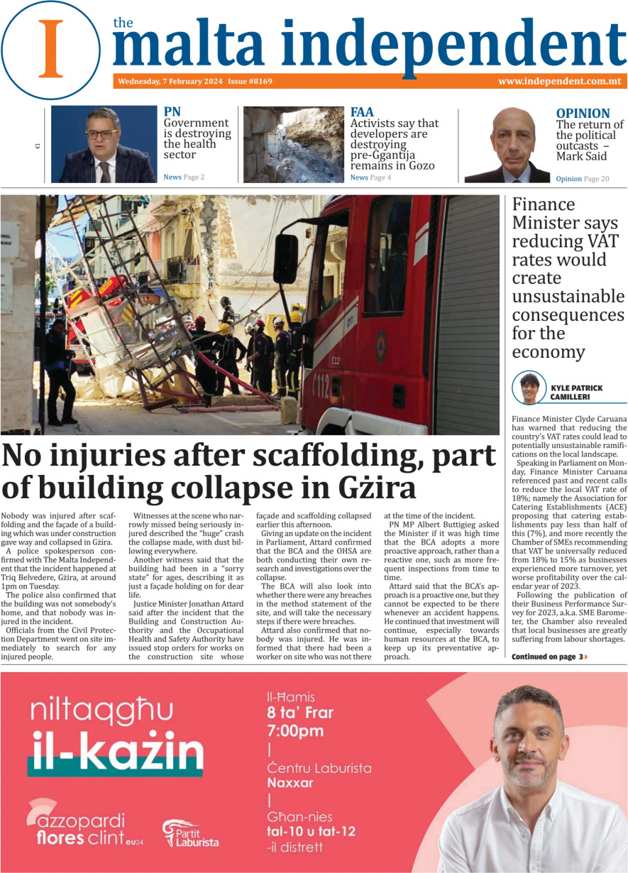 The Malta Independent - Today's Cover | Front Pages