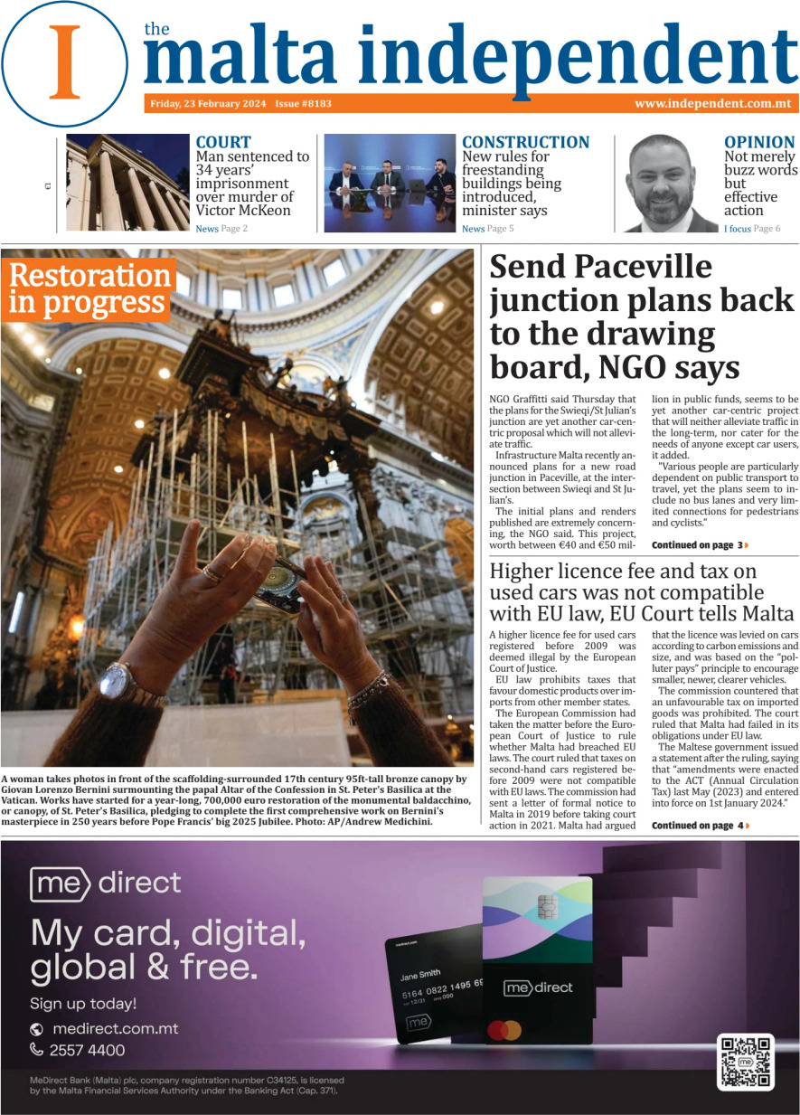 The Malta Independent - Today's Cover | Front Pages