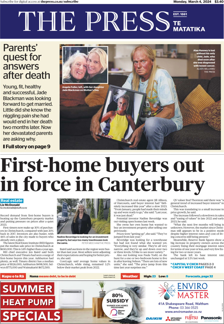 The Press (NZ) - Today's Cover | Front Pages