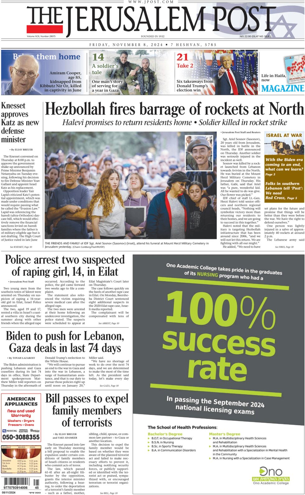 The Jerusalem Post - Today's Cover Paper | Front Pages