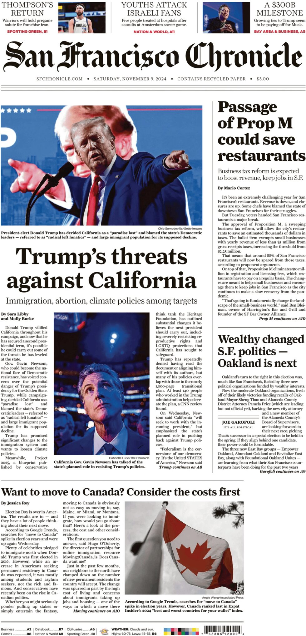 San Francisco Chronicle - Today's Cover Paper | Front Pages