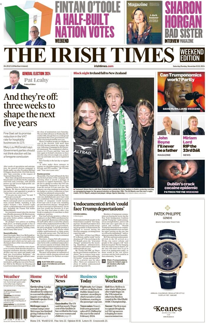 The Irish Times - Today's Cover Paper | Front Pages