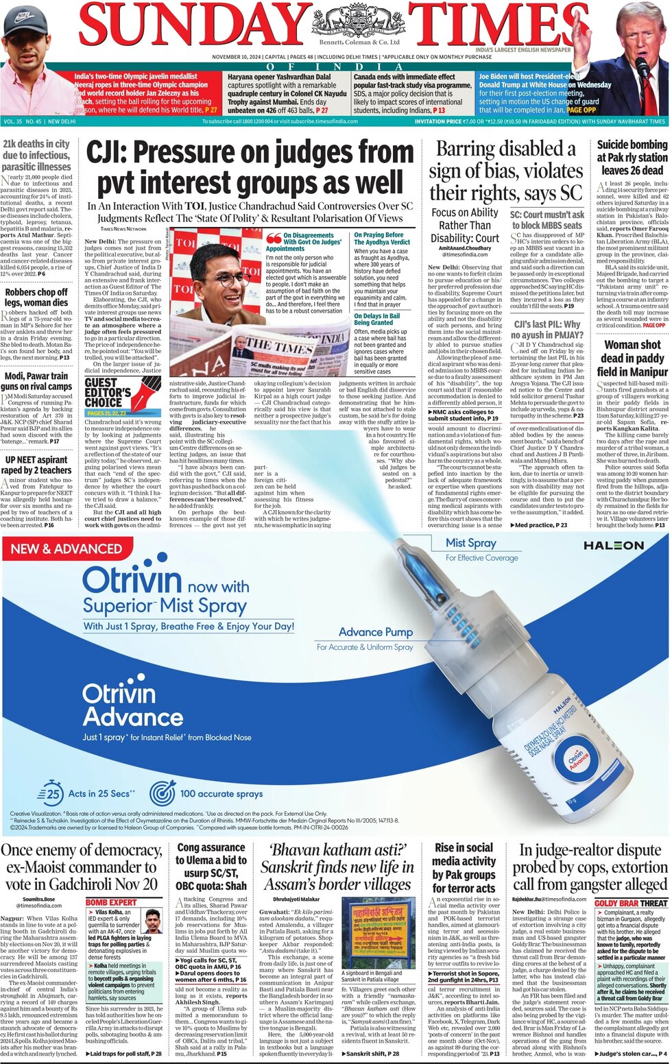 The Times of India - Today's Cover Paper | Front Pages