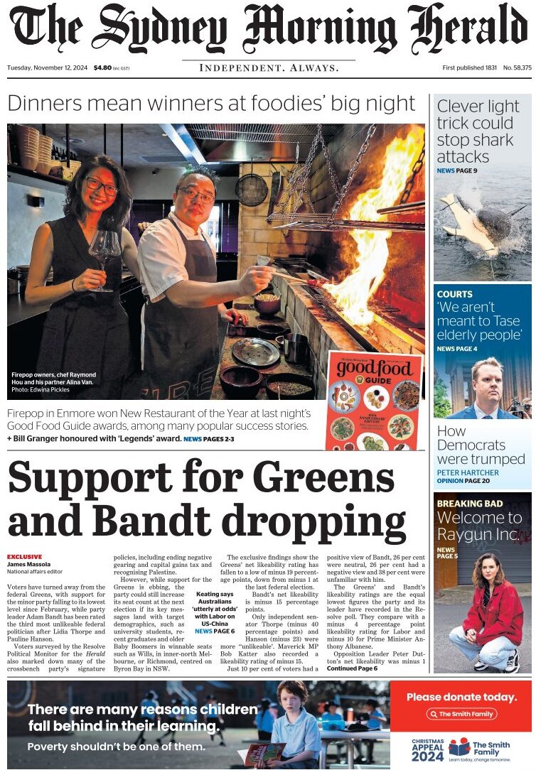 The Sydney Morning Herald - Today's Cover Paper | Front Pages