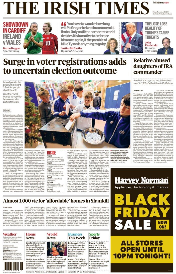 The Irish Times - Today's Cover Paper | Front Pages