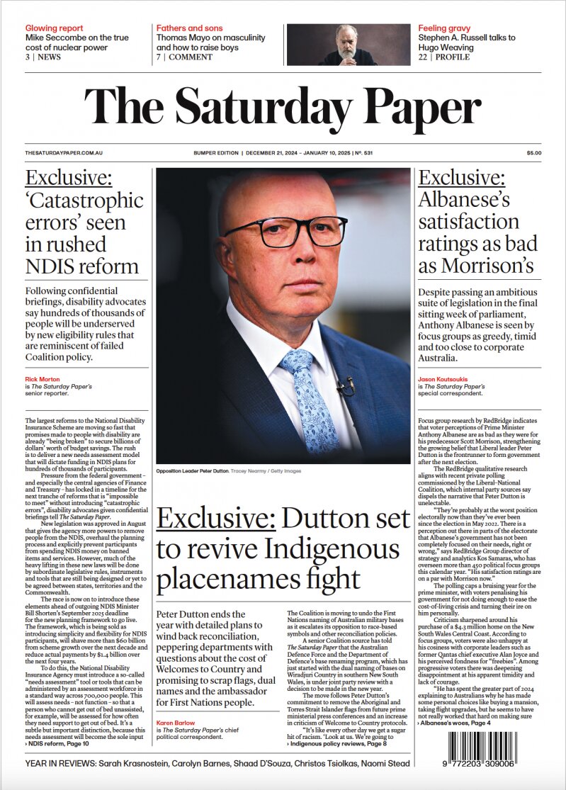 The Saturday Paper - Today's Cover Paper | Front Pages