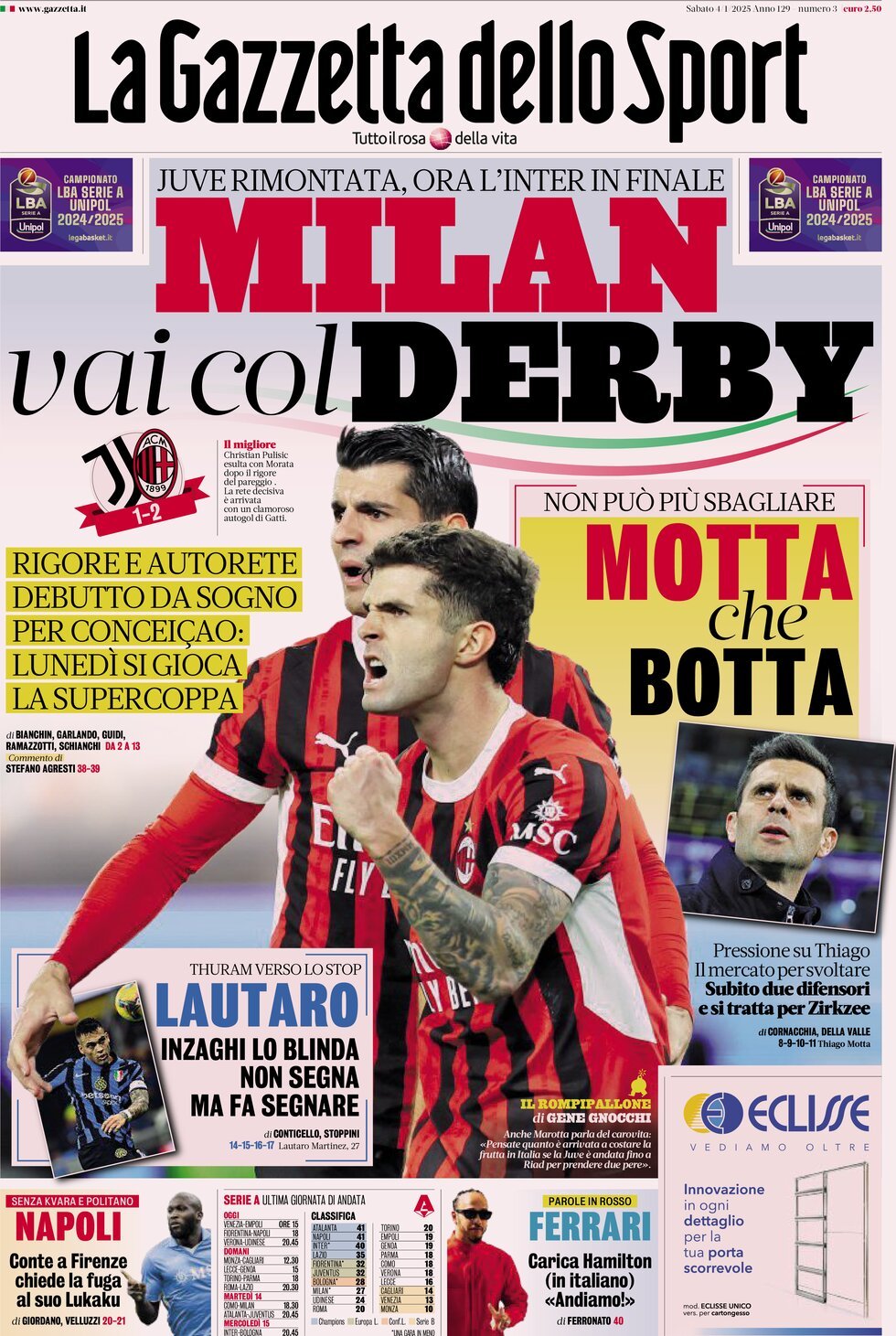 La Gazzetta dello Sport - Today's Cover Paper | Front Pages