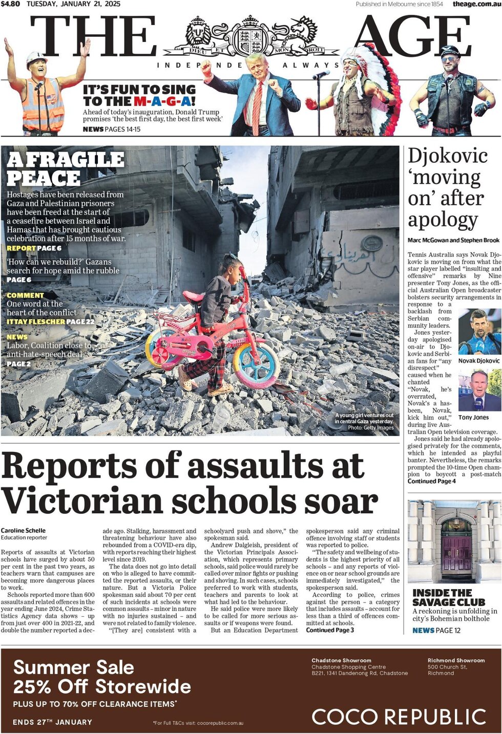 The Age - Today's Cover Paper | Front Pages