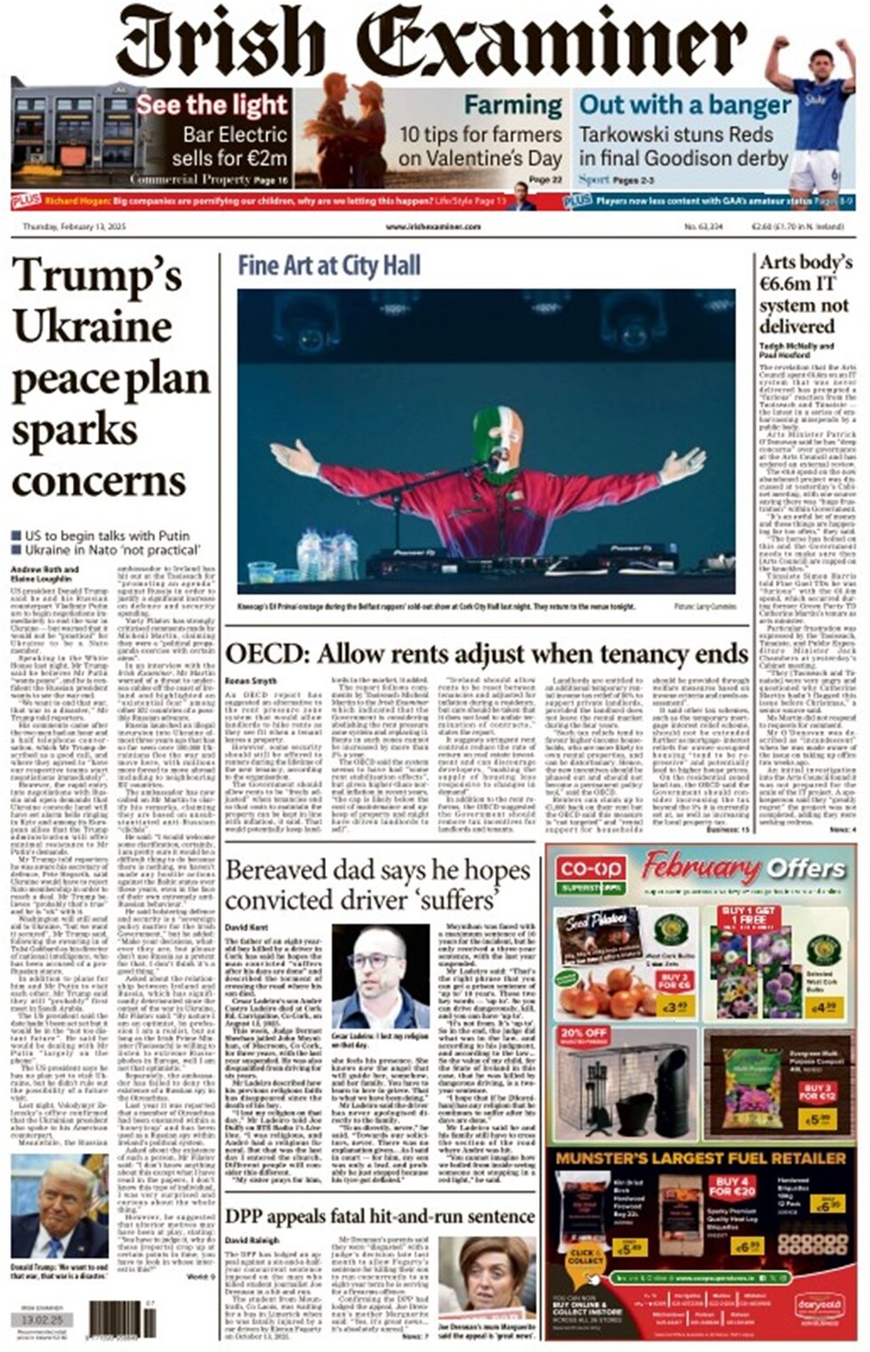 Irish Examiner - Today's Front Page, 13/02/2025