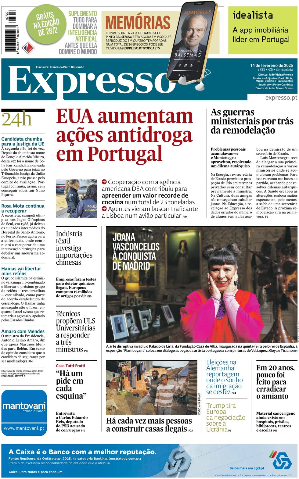 Expresso - Today's Front Page, 14/02/2025