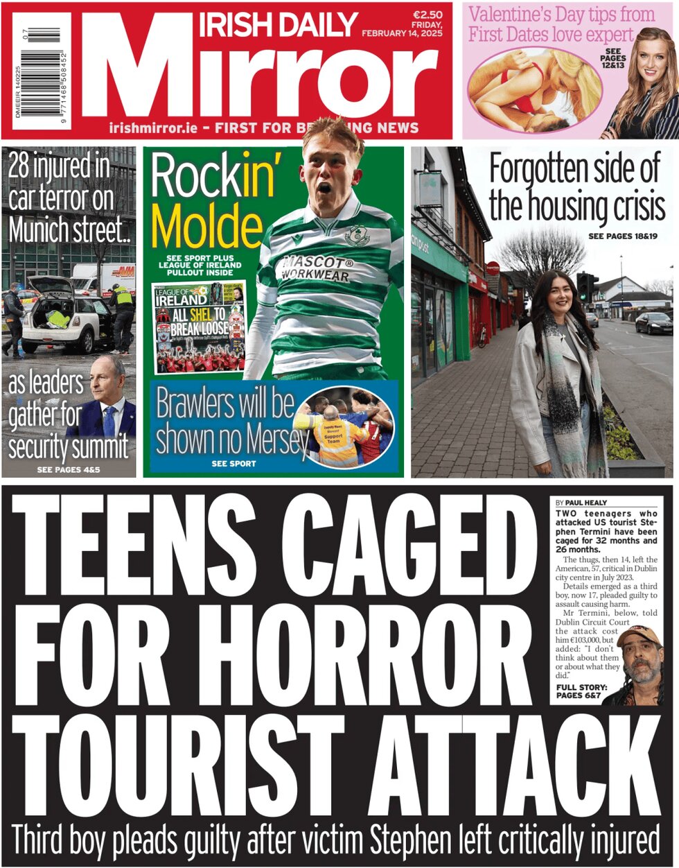 Irish Daily Mirror - Today's Front Page, 14/02/2025