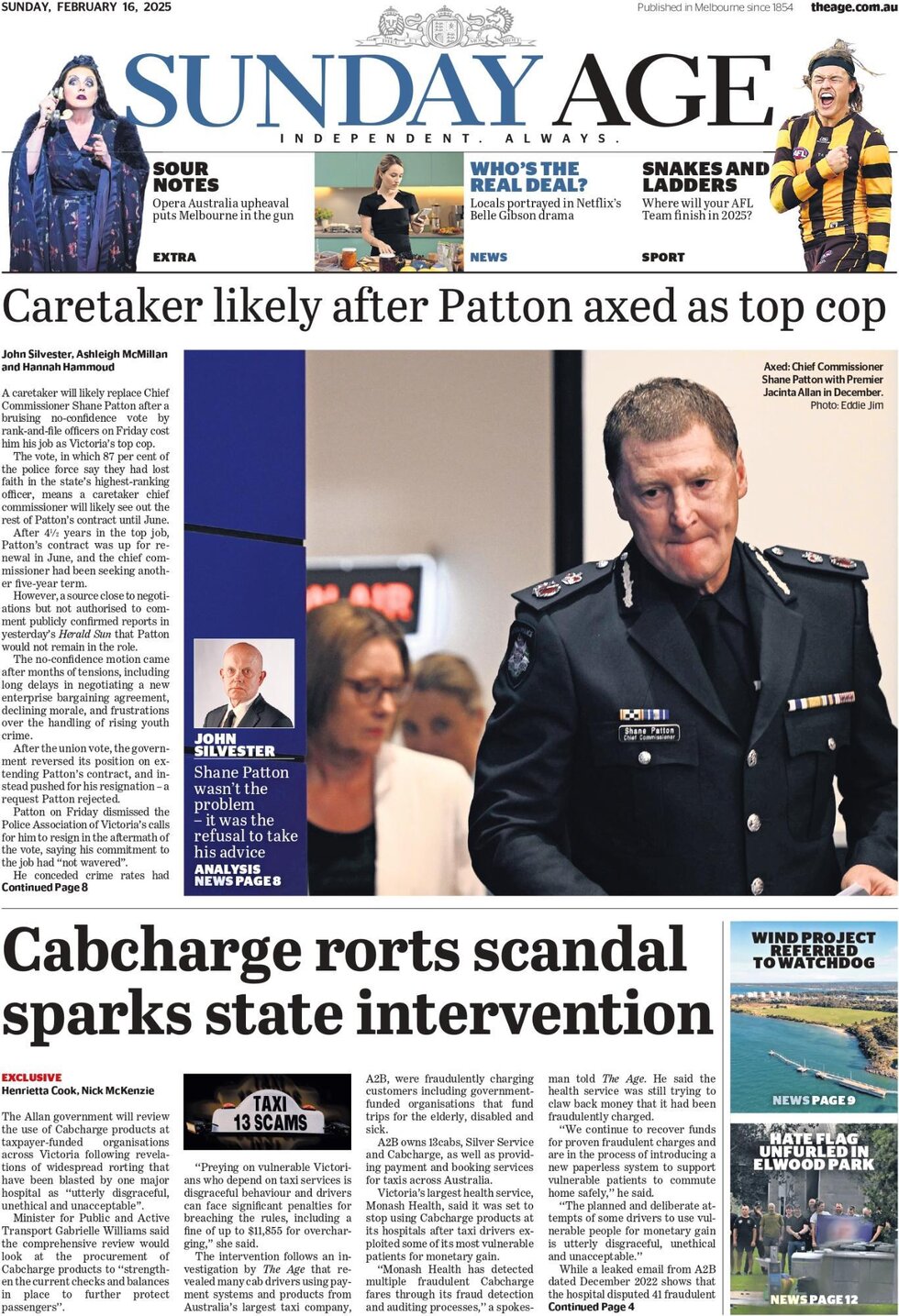 The Age - Today's Front Page, 16/02/2025