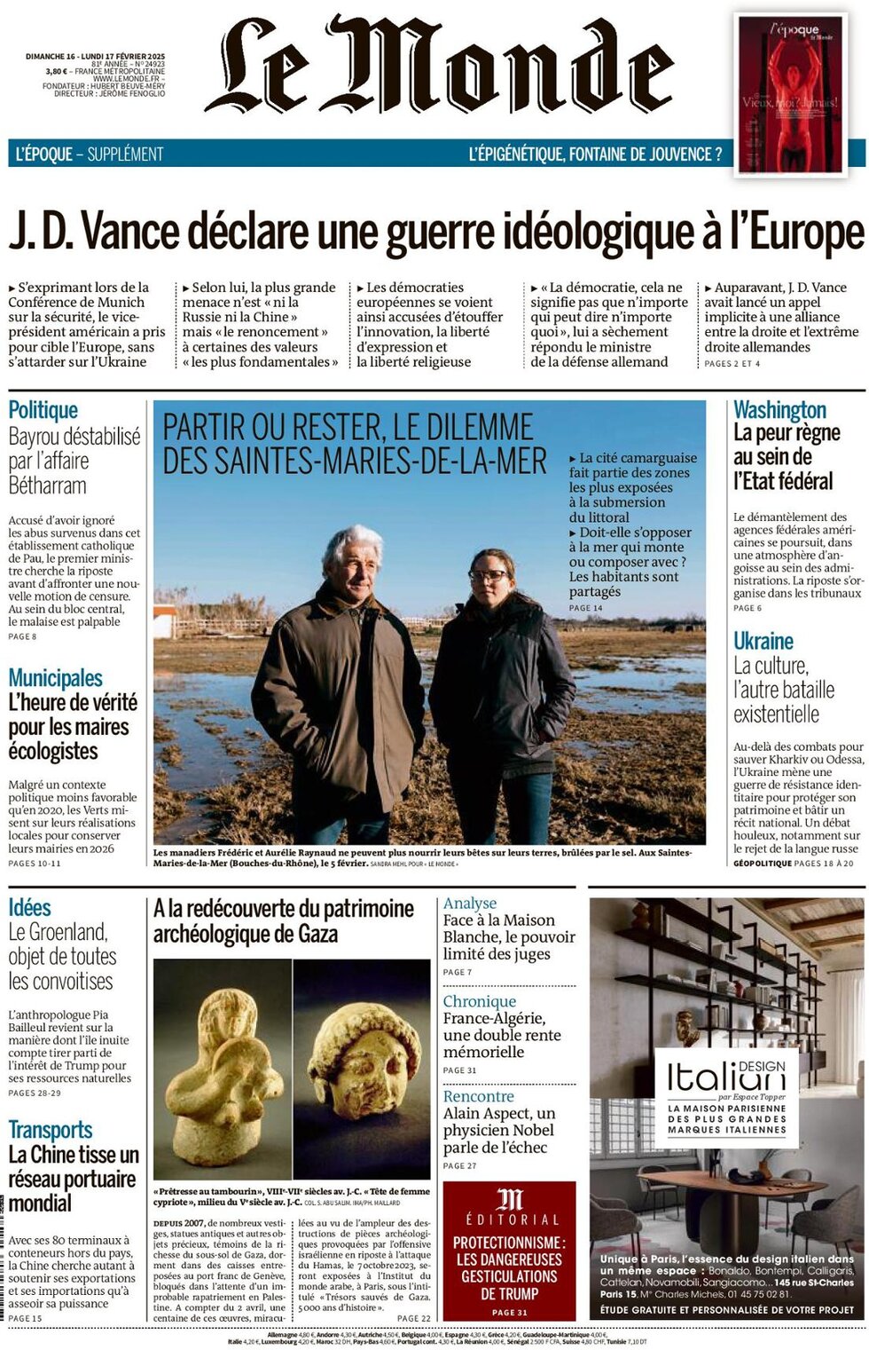 Le Monde - Today's Front Page, 17/02/2025