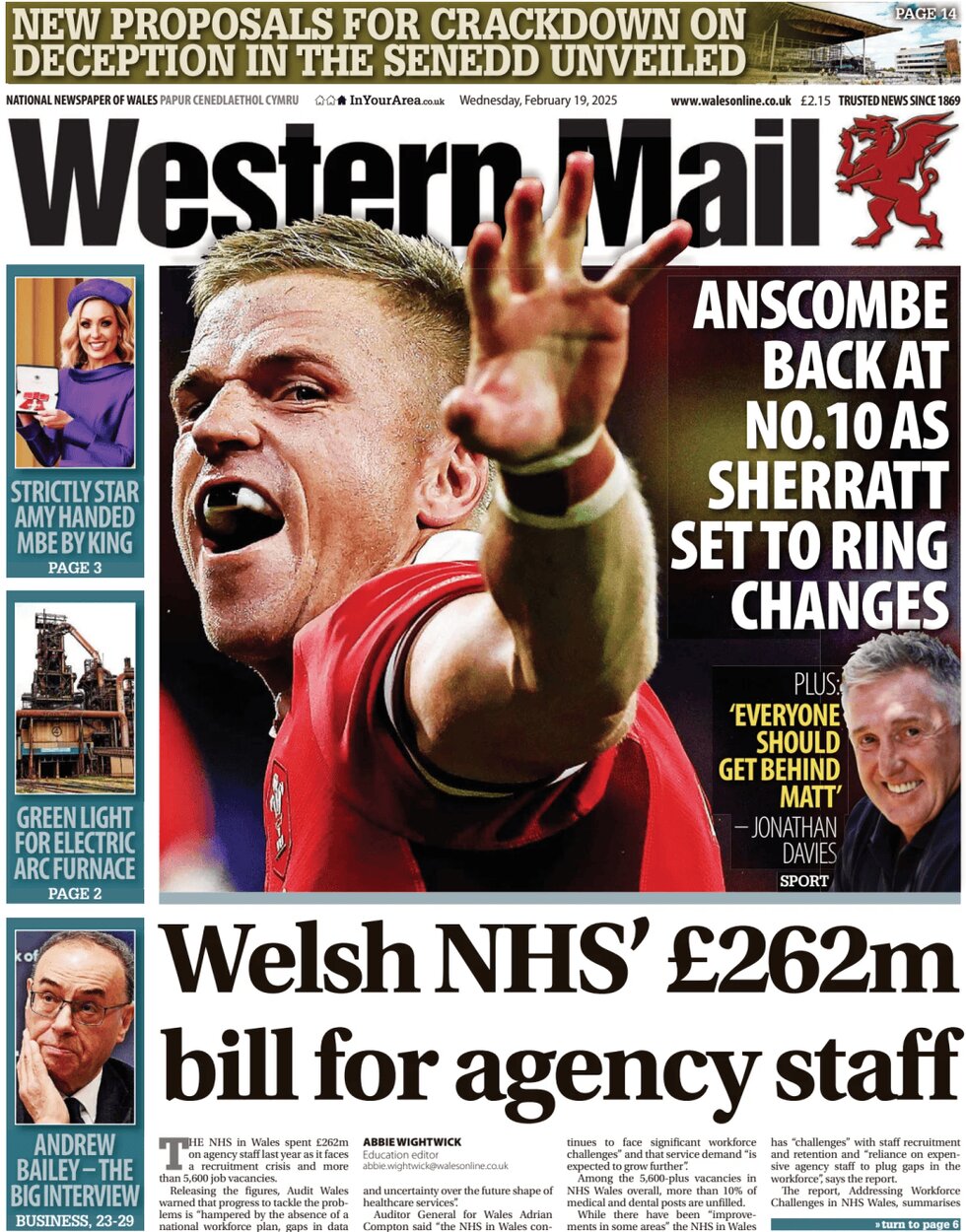 Western Mail (Wales) - Today's Front Page, 19/02/2025