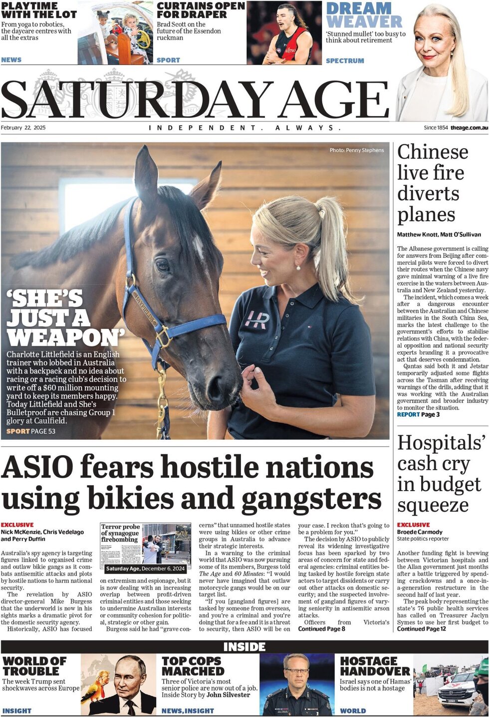 The Age - Today's Front Page, 22/02/2025