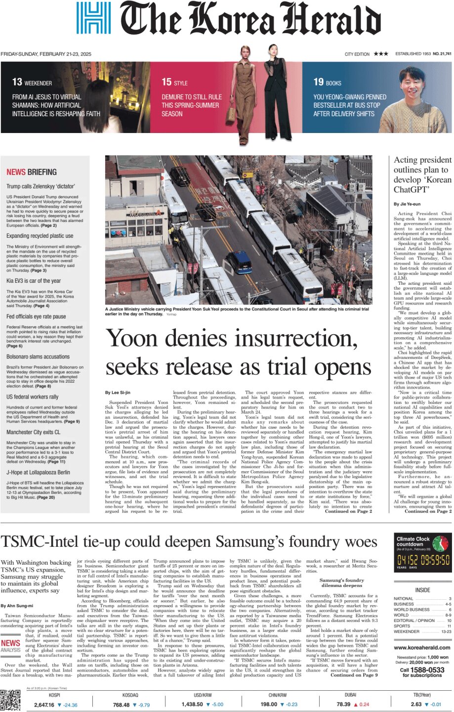 The Korea Herald - Today's Front Page, 23/02/2025