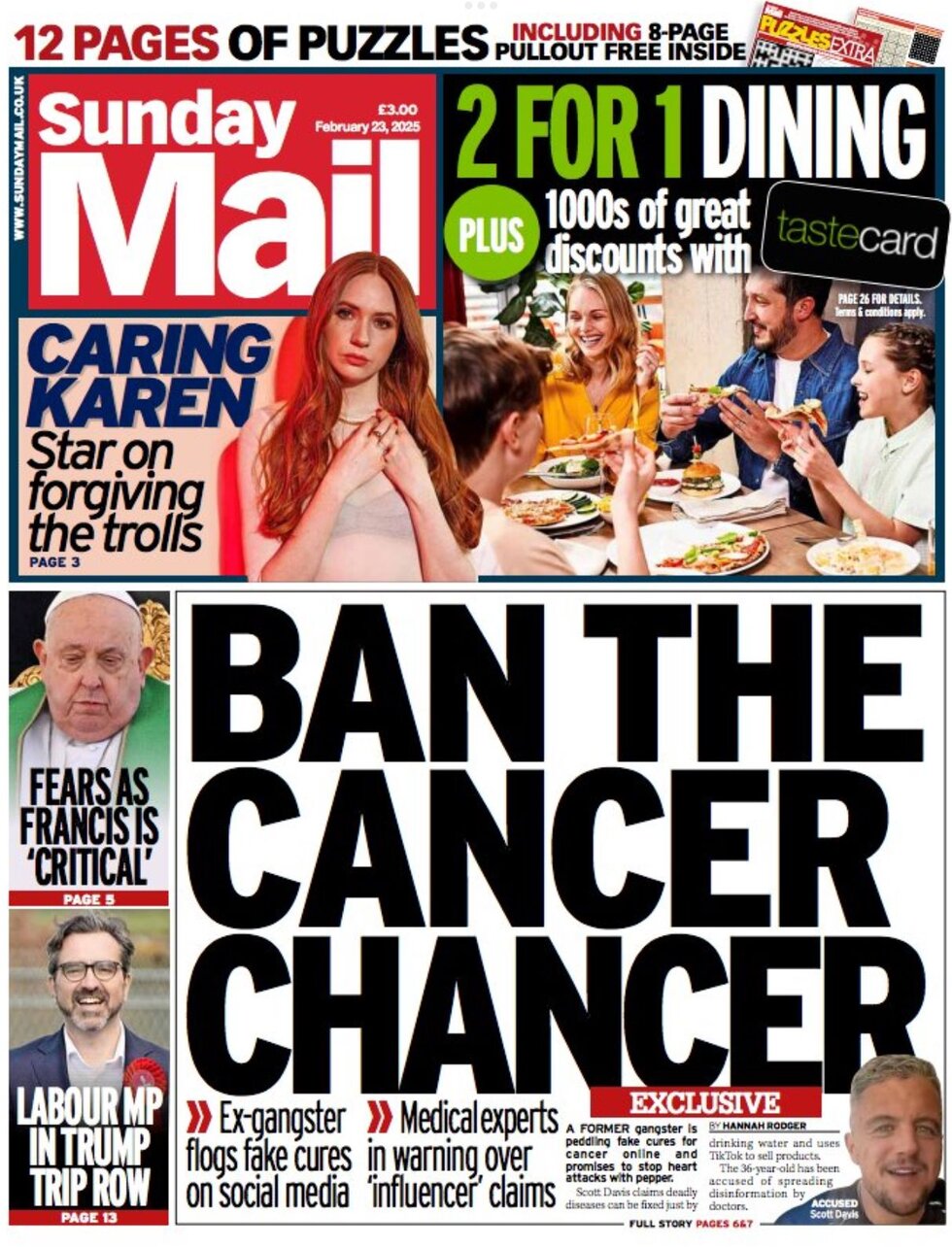 Sunday Mail - Today's Front Page, 23/02/2025