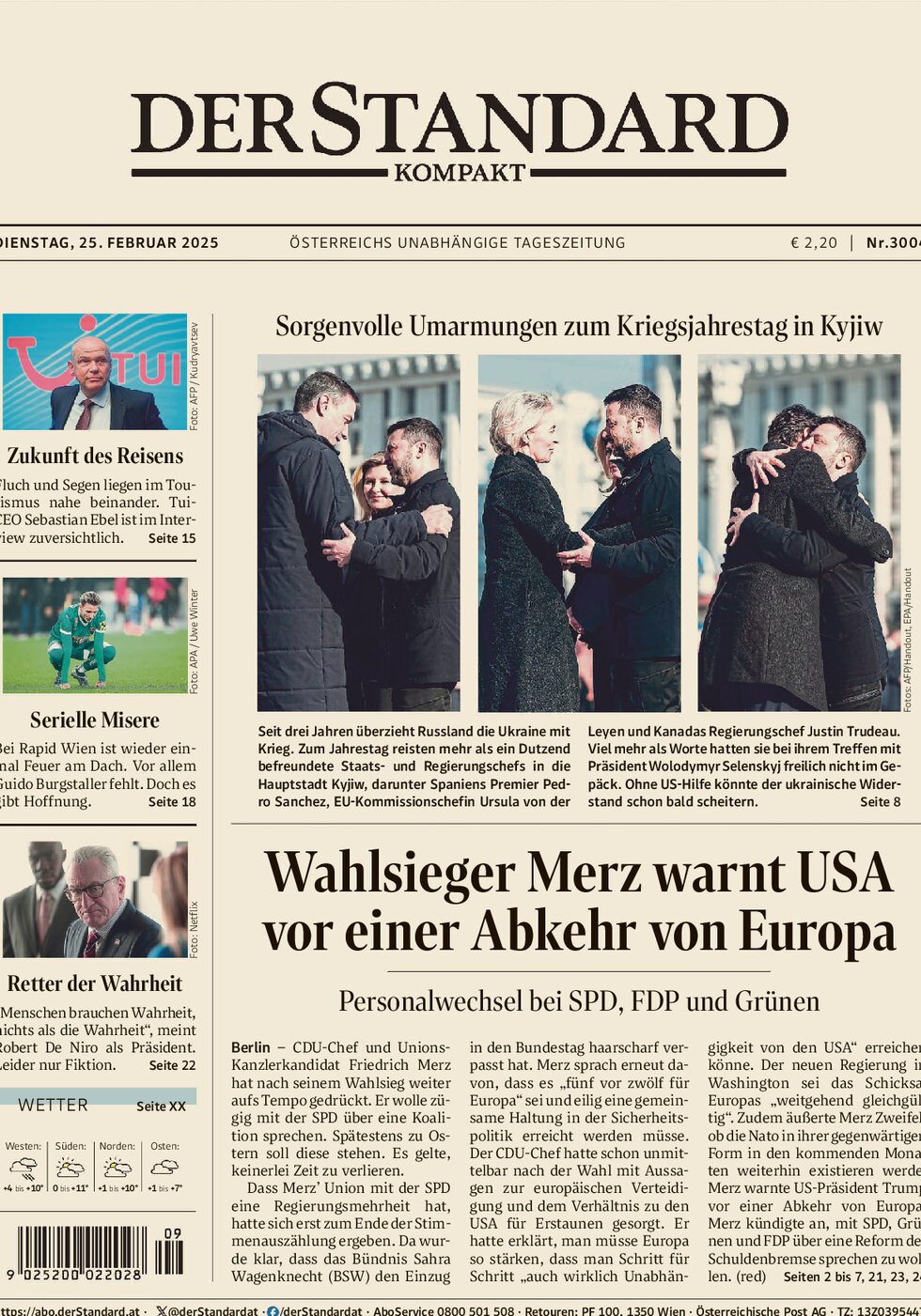 Der Standard - Today's Front Page, 25/02/2025