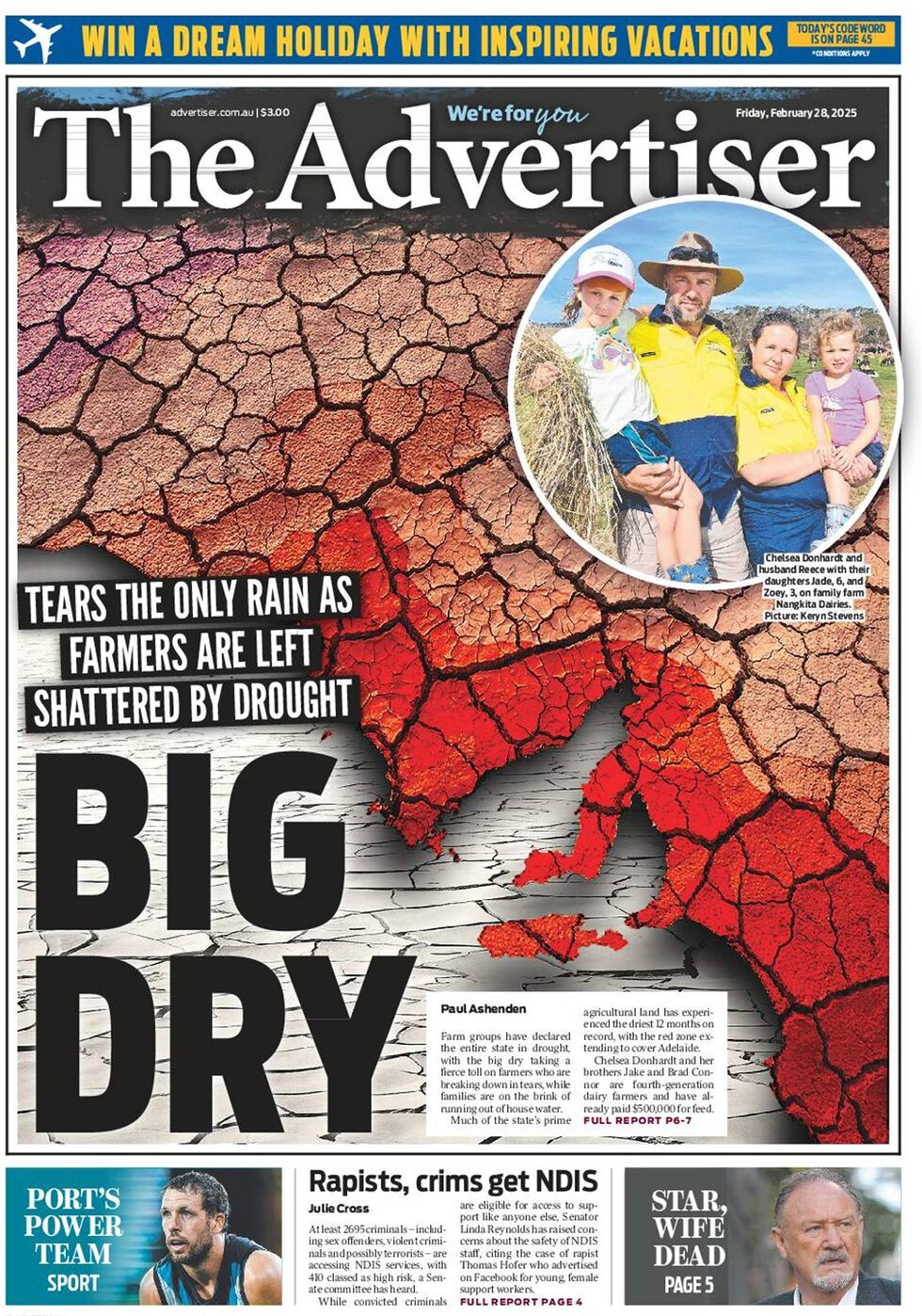 The Advertiser - Today's Front Page, 28/02/2025