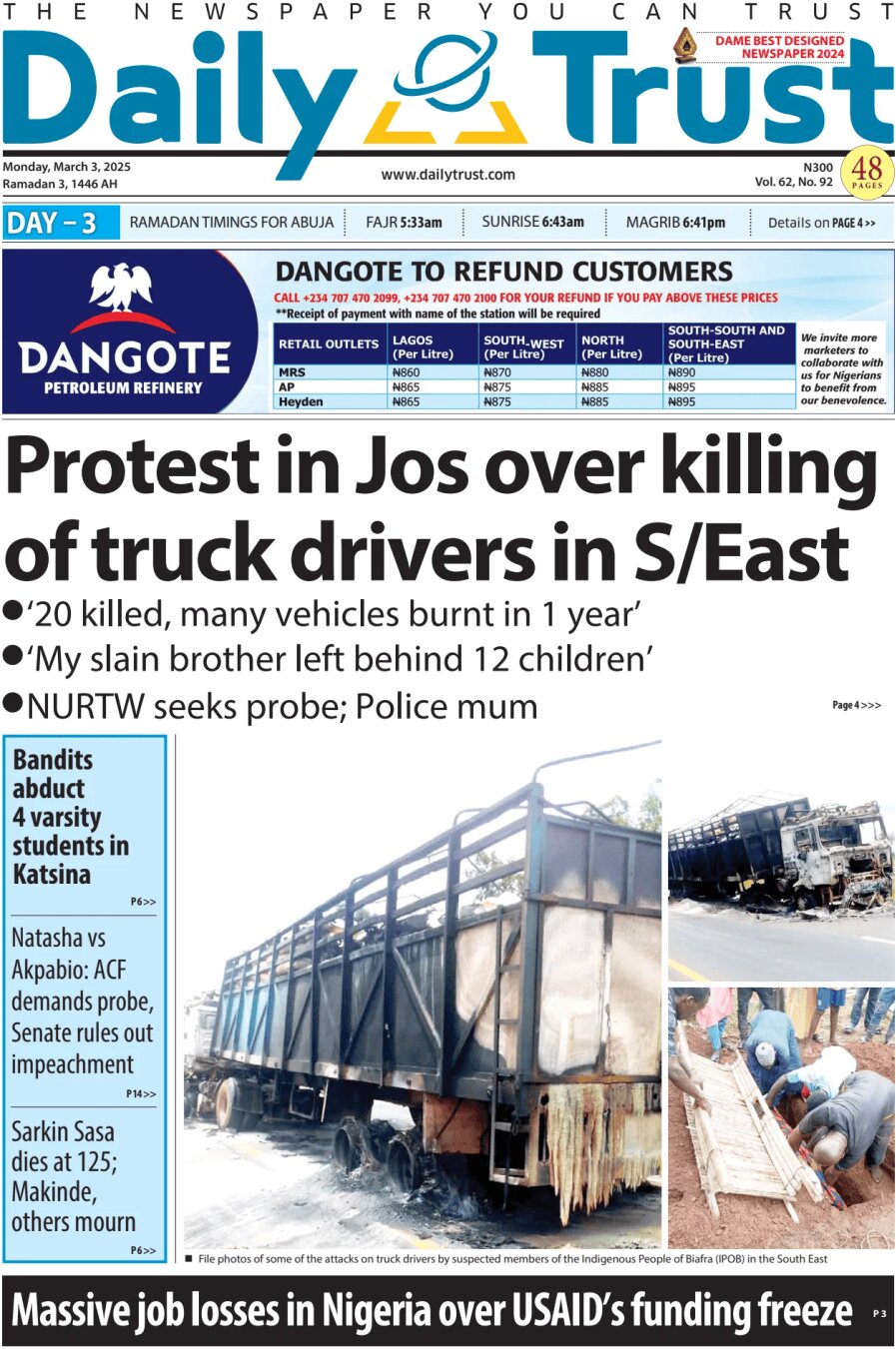 Daily Trust - Today's Front Page, 03/03/2025