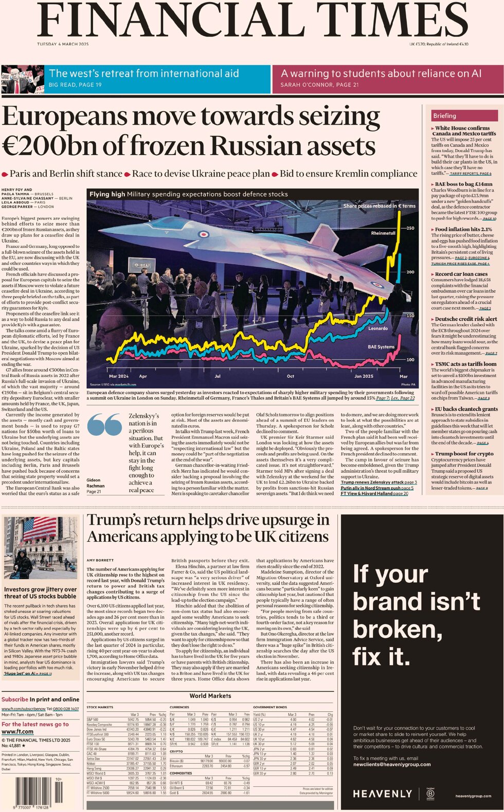 Financial Times - Today's Front Page, 04/03/2025
