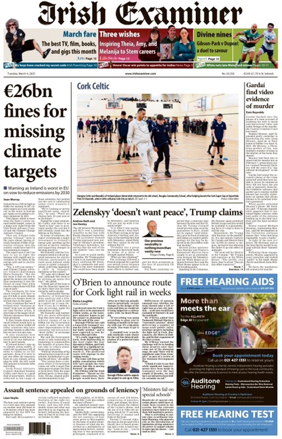 Irish Examiner - Today's Front Page, 04/03/2025