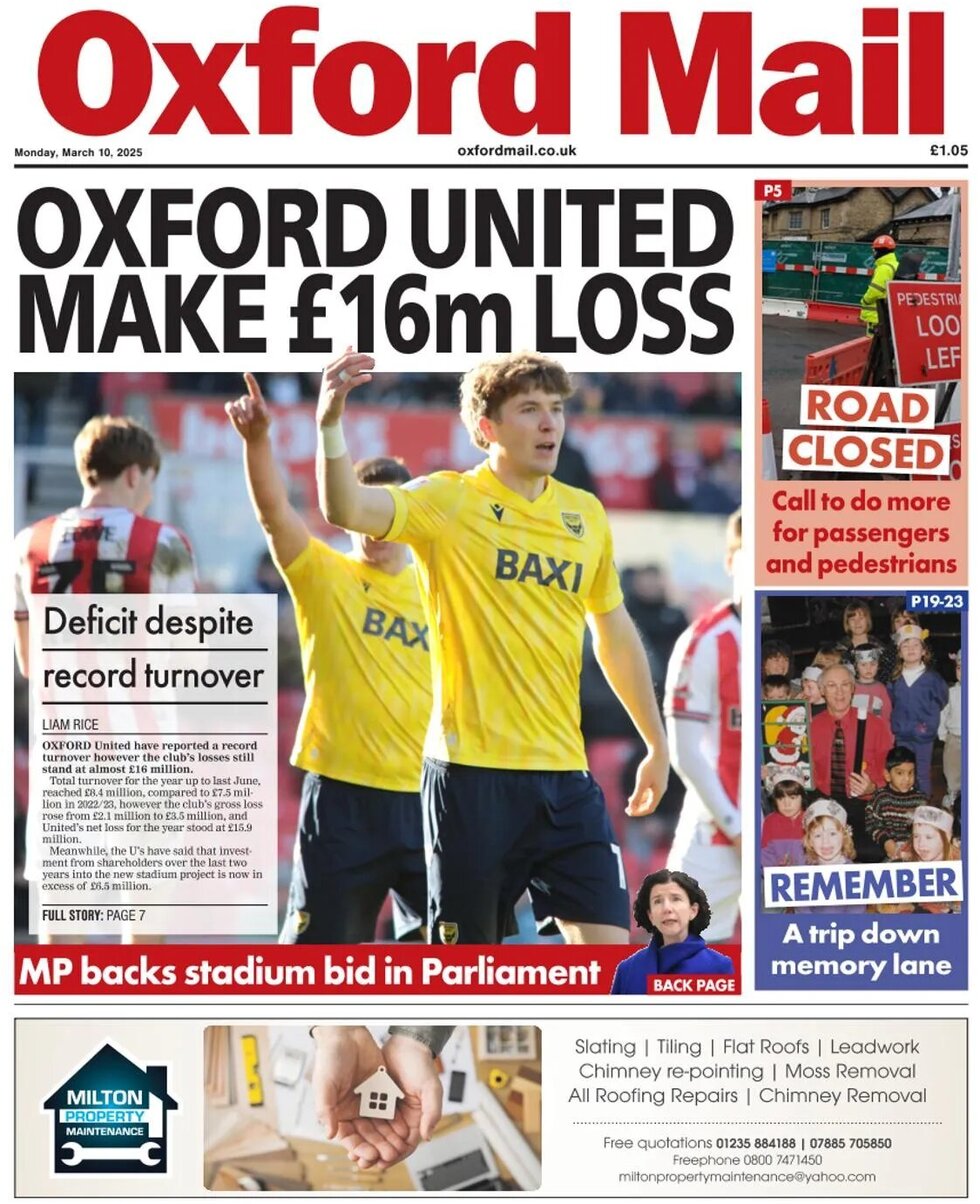Oxford Mail - Today's Front Page, 10/03/2025