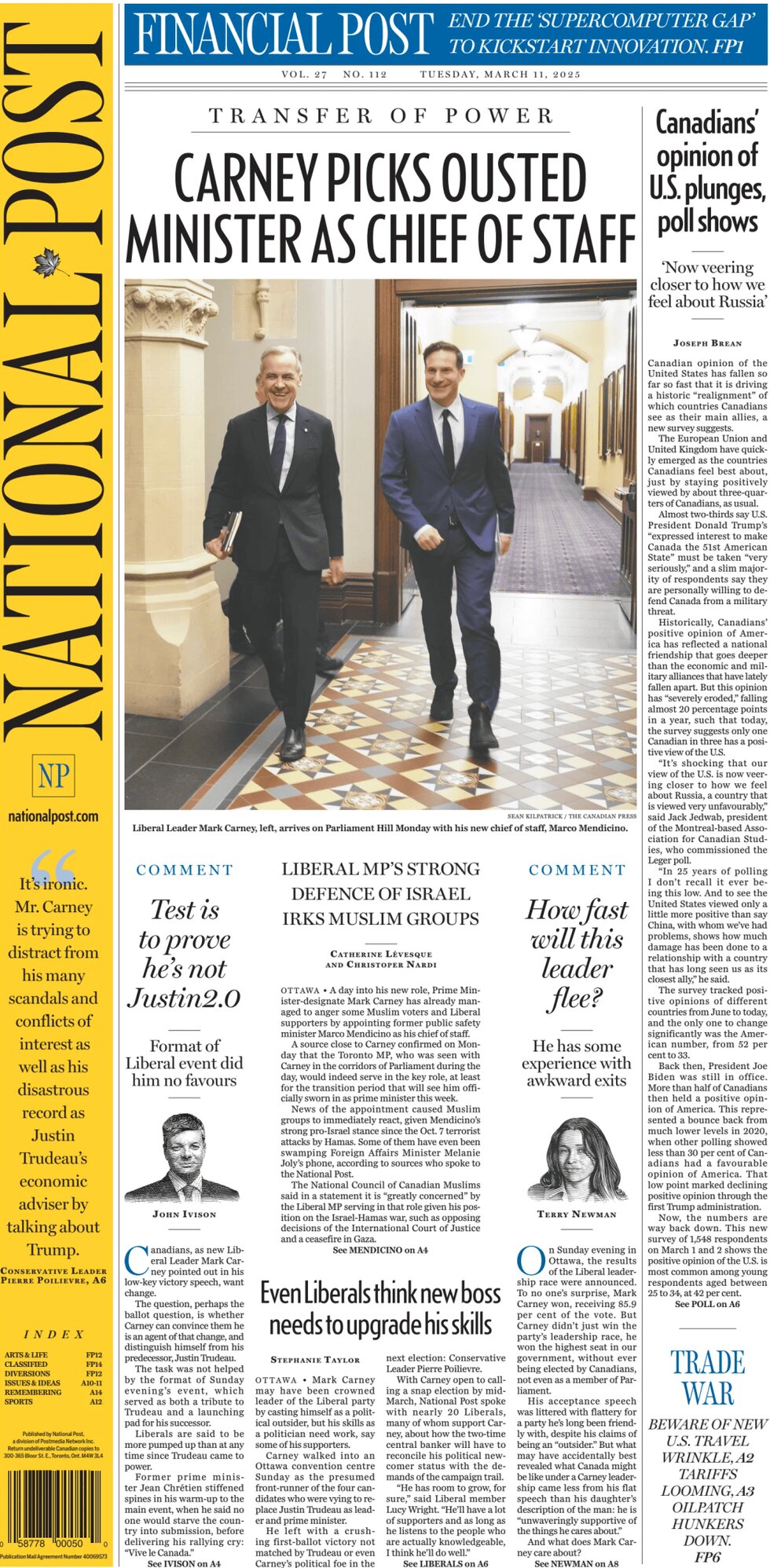 National Post - Today's Front Page, 11/03/2025