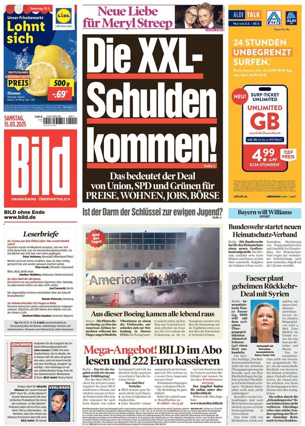 Bild - Today's Front Page, 15/03/2025