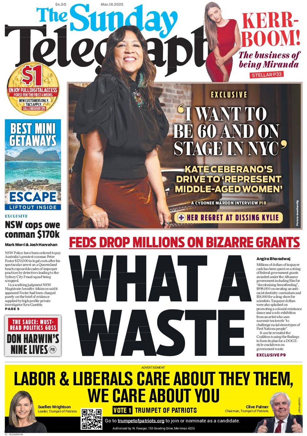 The Daily Telegraph (Sydney) - Today's Front Page, 16/03/2025
