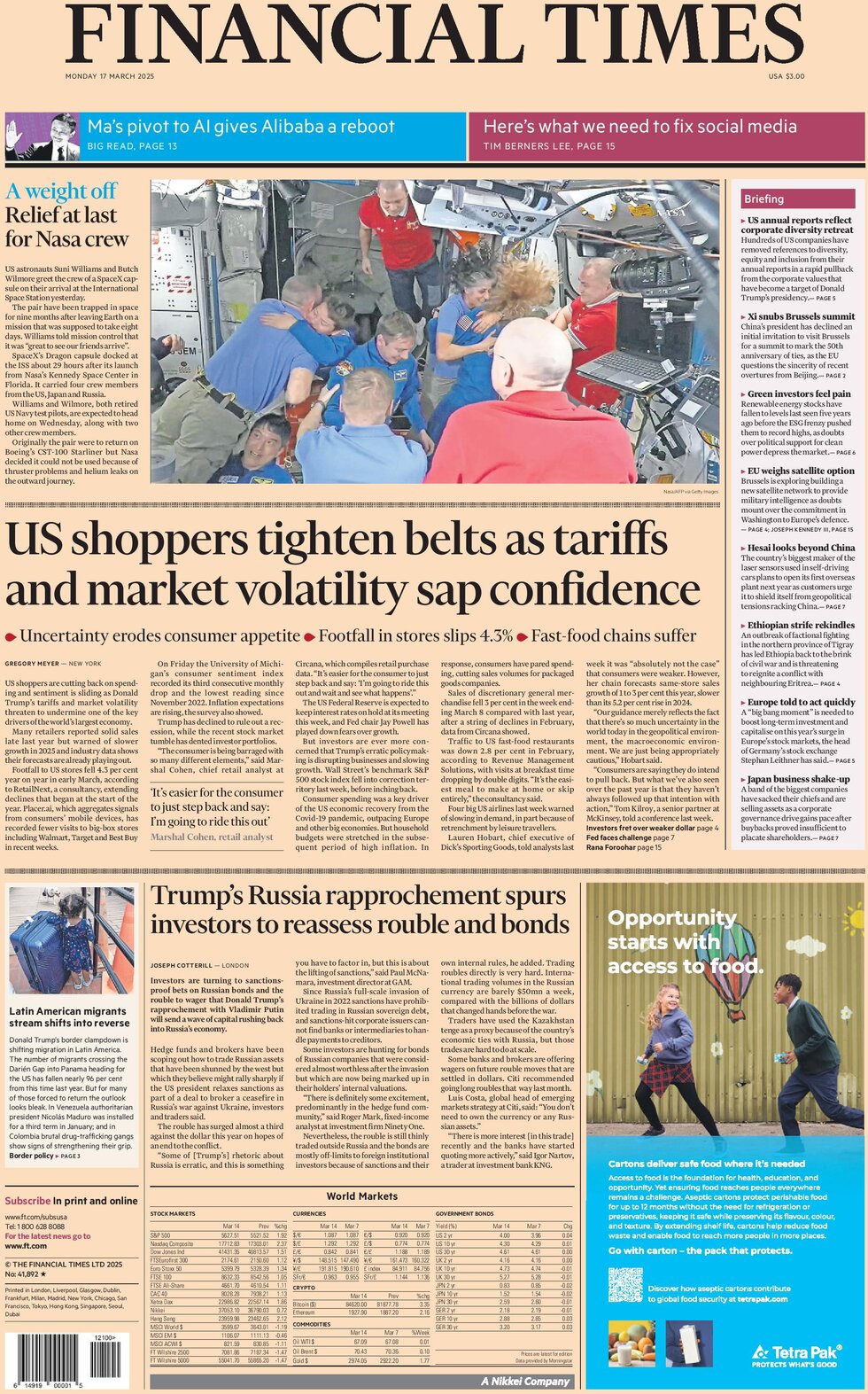 Financial Times - Today's Front Page, 17/03/2025