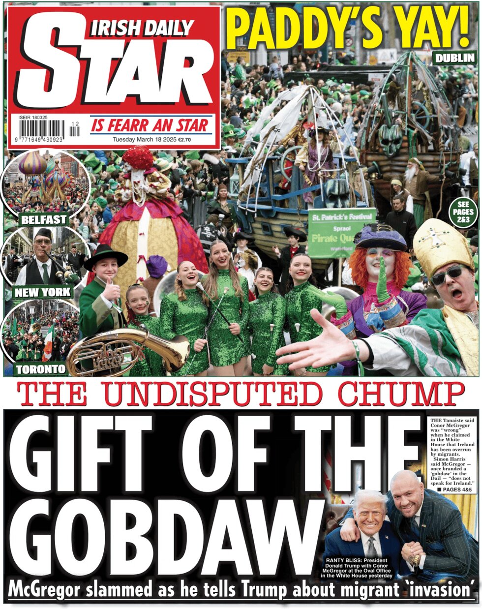 Irish Daily Star - Today's Front Page, 18/03/2025