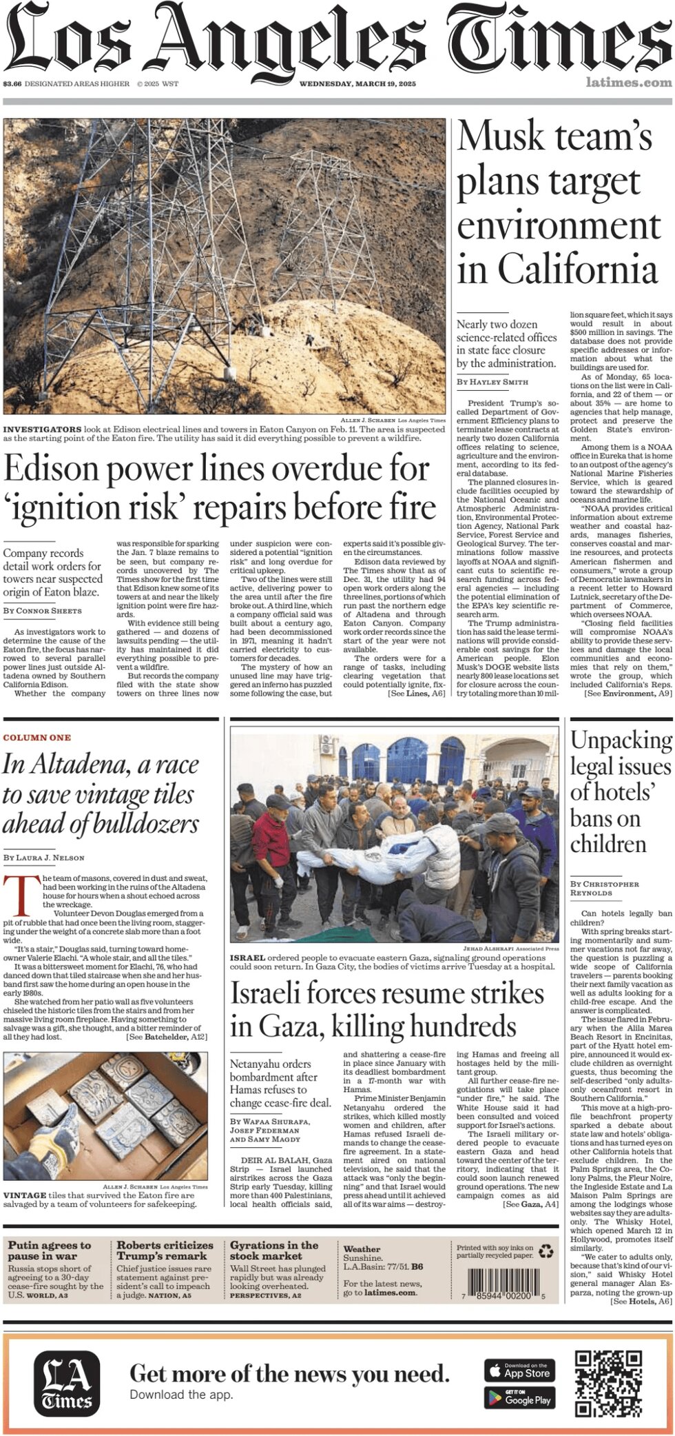 Los Angeles Times - Today's Front Page, 19/03/2025