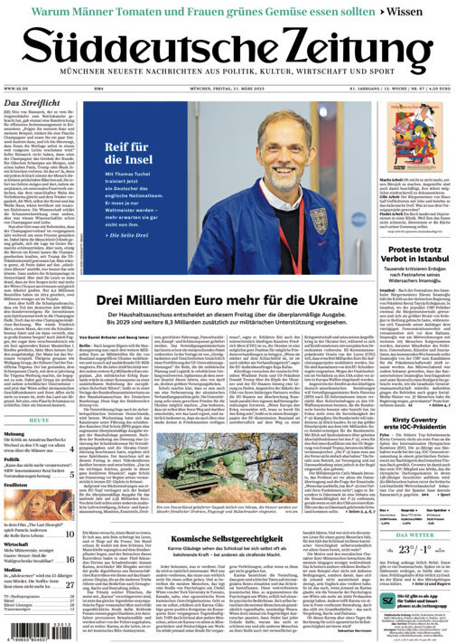 Süddeutsche Zeitung - Today's Front Page, 21/03/2025