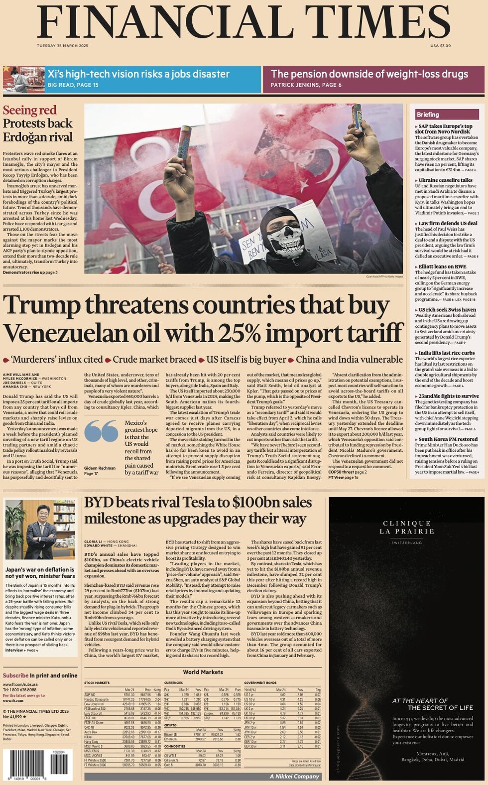 Financial Times - Today's Front Page, 25/03/2025