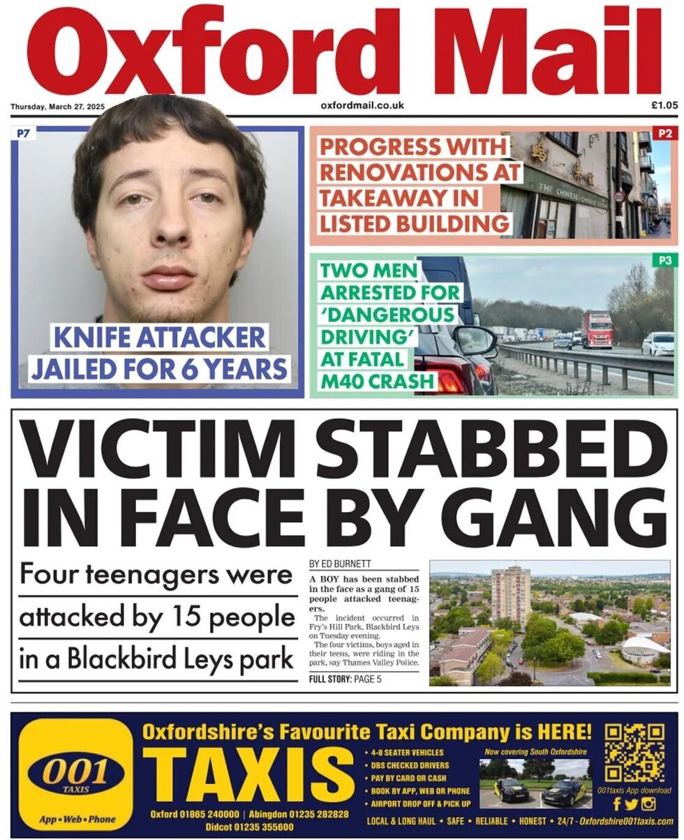 Oxford Mail - Today's Front Page, 27/03/2025