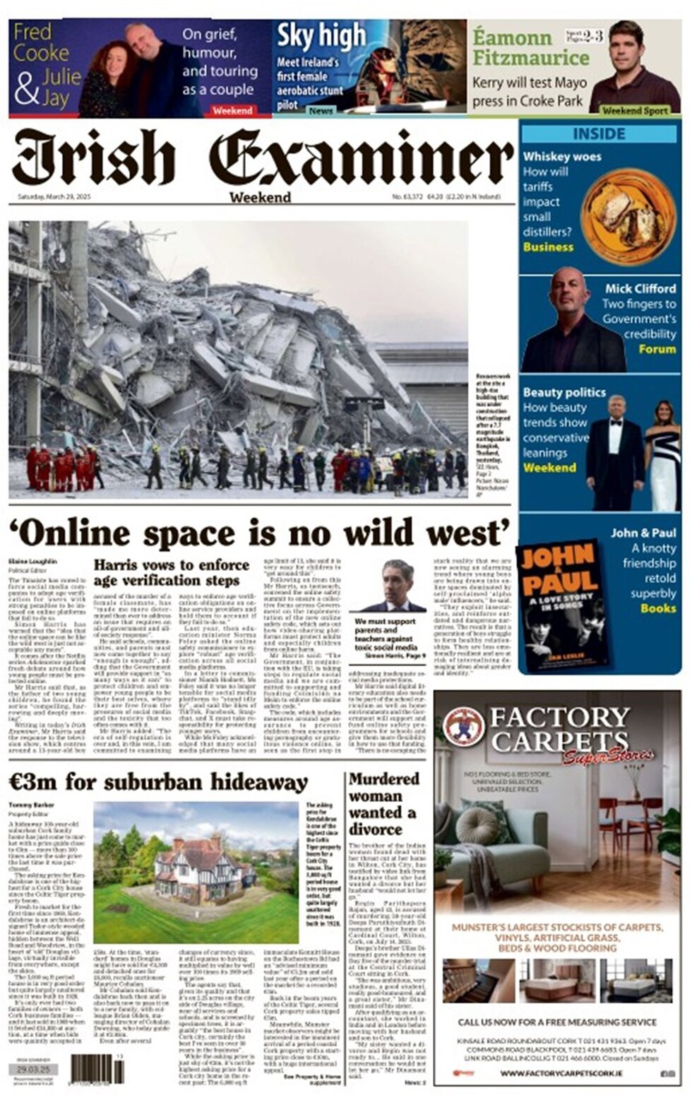 Irish Examiner - Today's Front Page, 30/03/2025