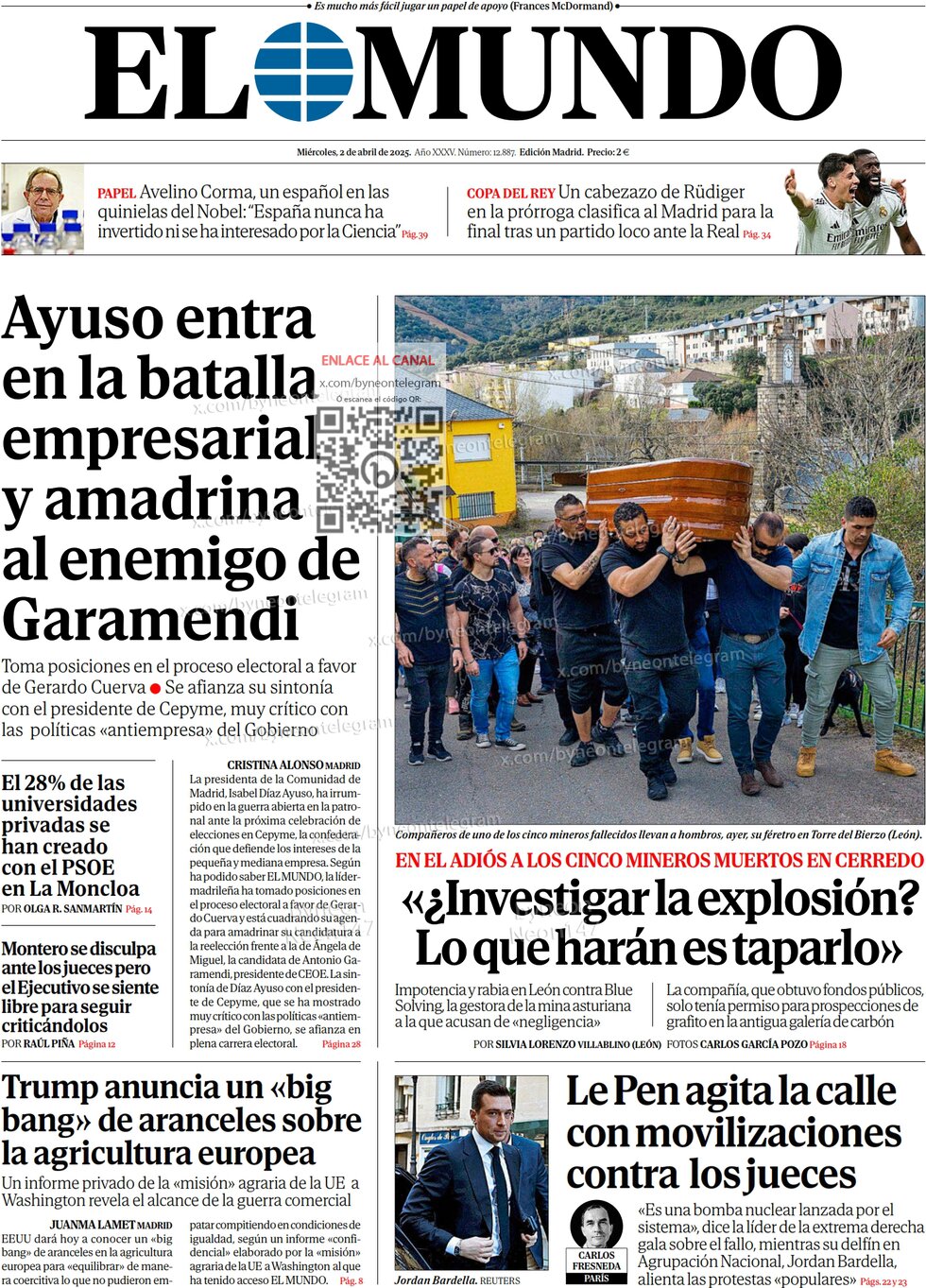 El Mundo - Today's Front Page, 02/04/2025