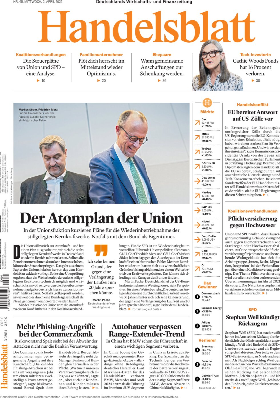 Handelsblatt - Today's Front Page, 02/04/2025