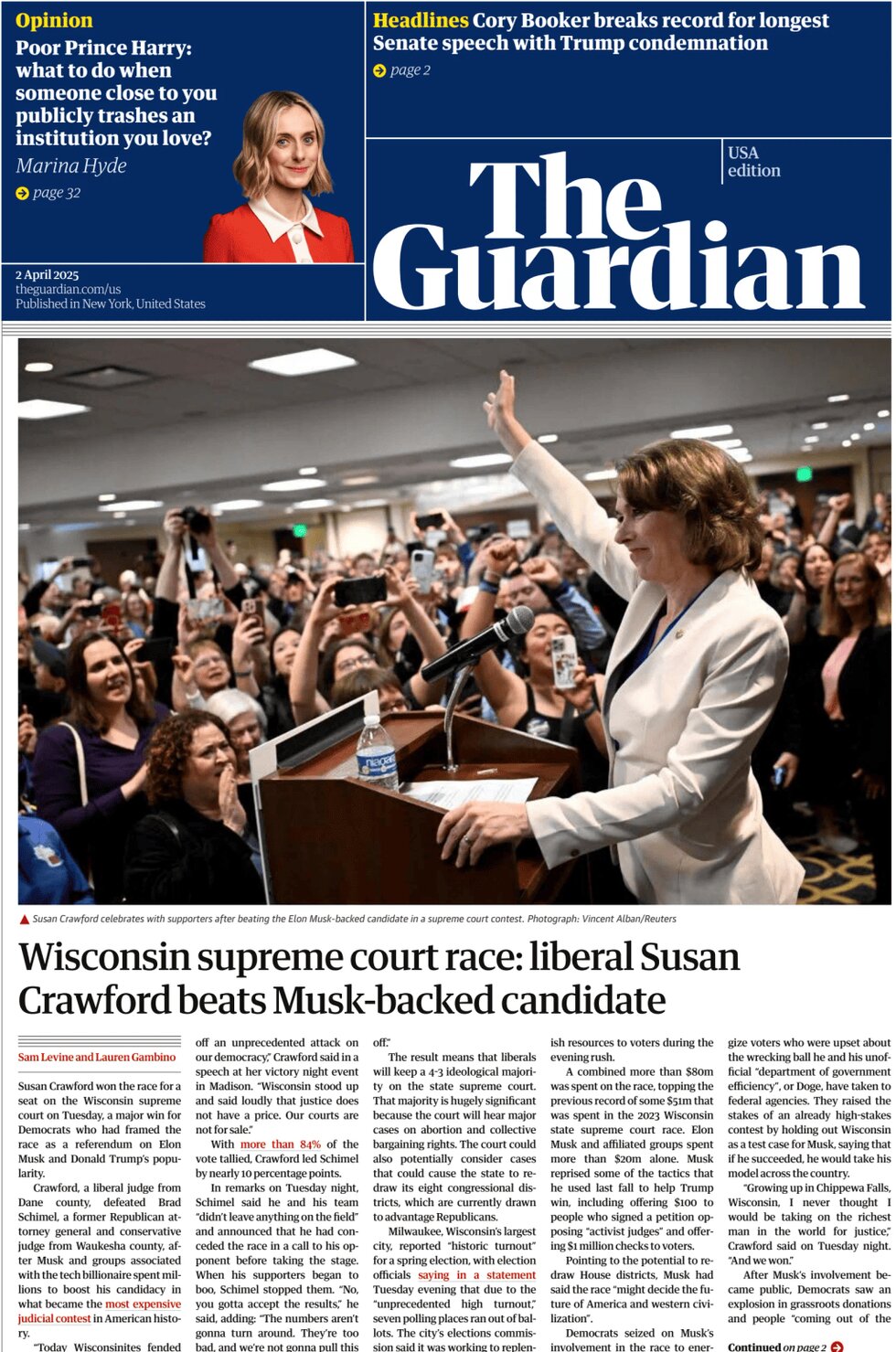 The Guardian US - Today's Front Page, 02/04/2025