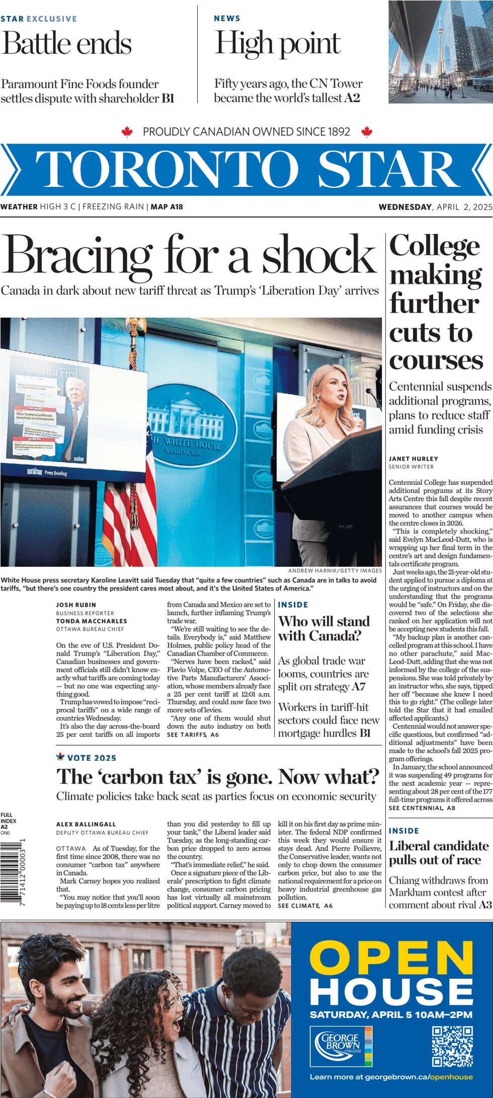 Toronto Star - Today's Front Page, 02/04/2025