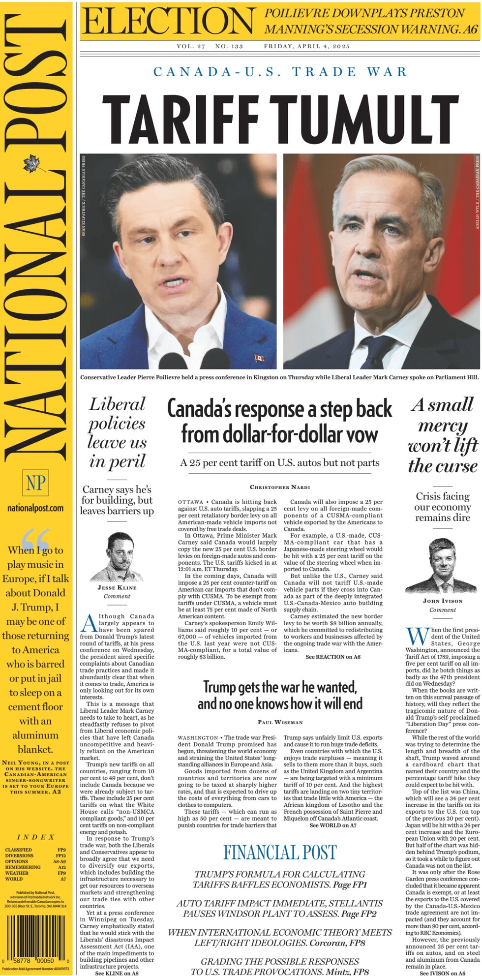 National Post - Today's Front Page, 04/04/2025