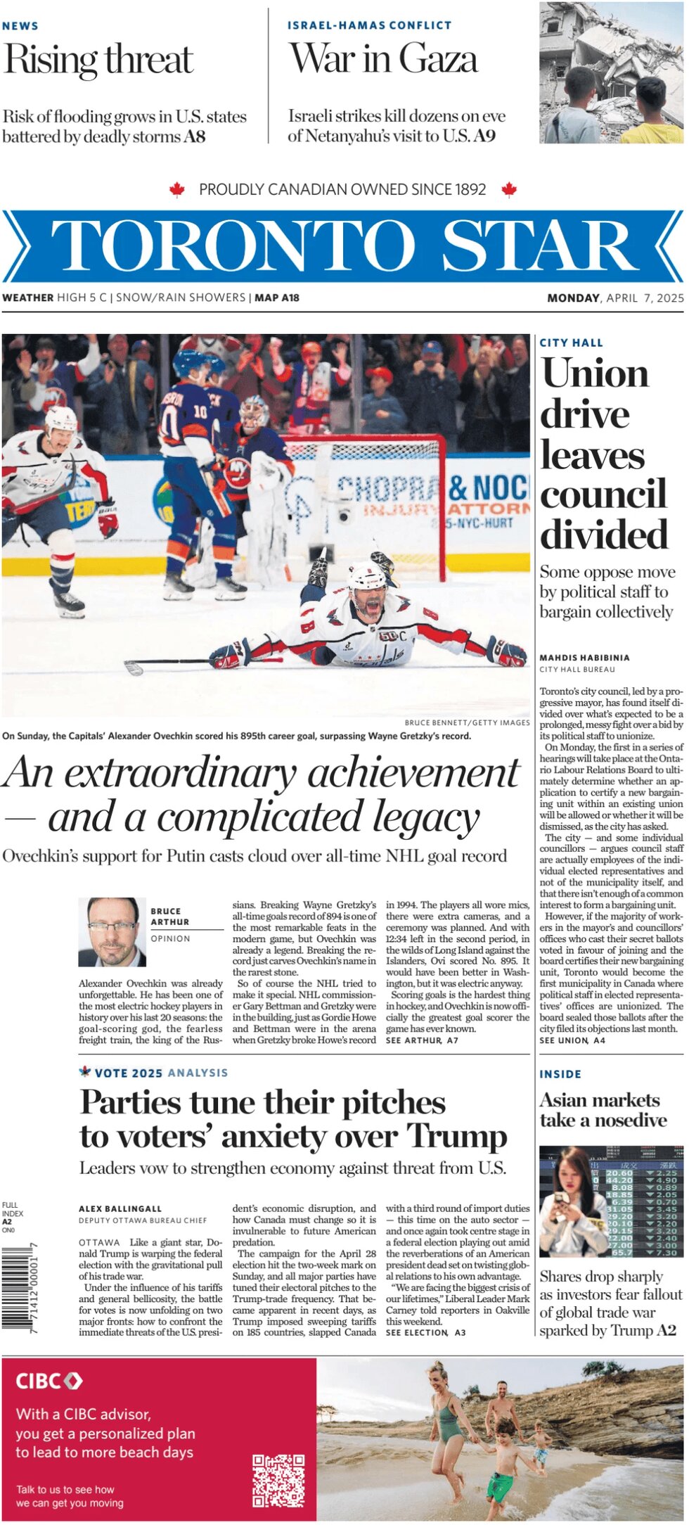Toronto Star - Today's Front Page, 07/04/2025