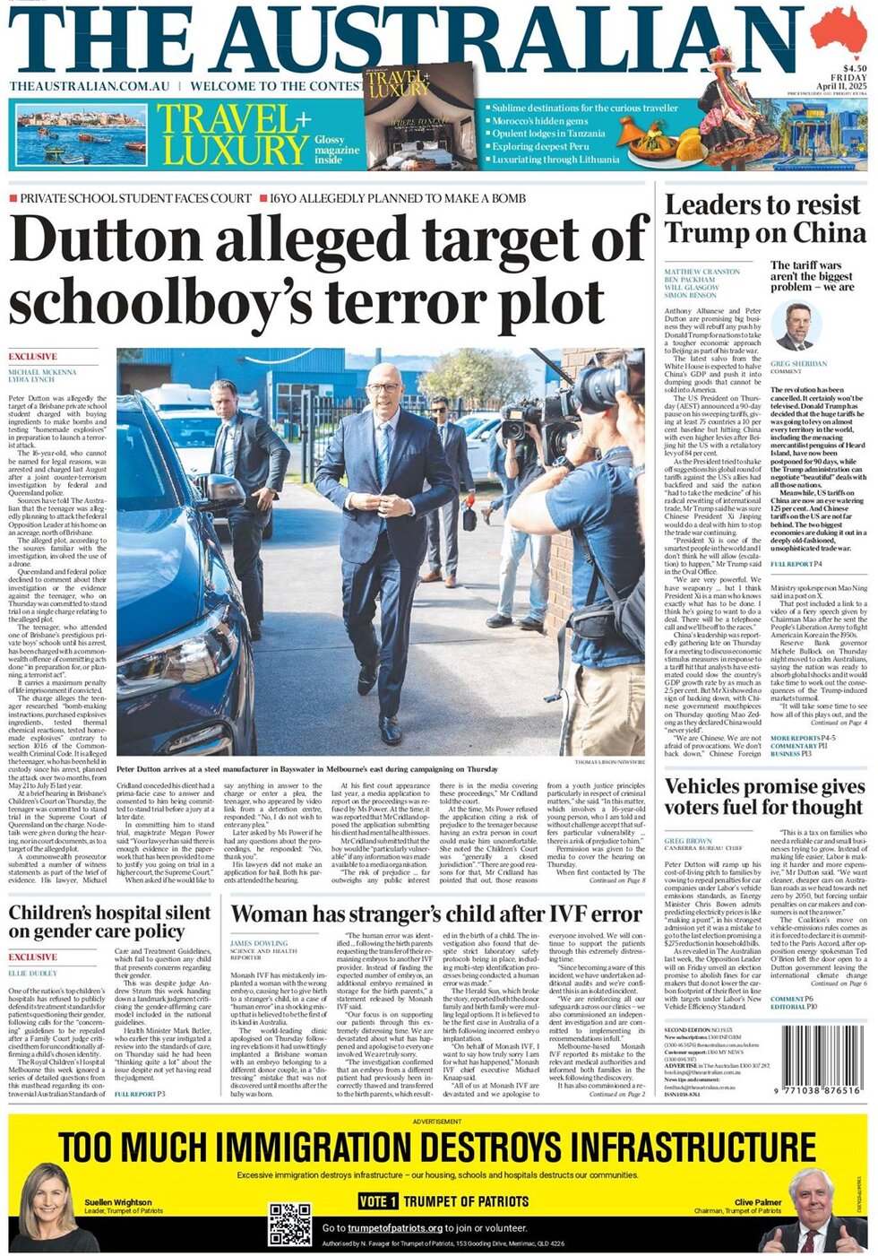 The Australian - Today's Front Page, 11/04/2025